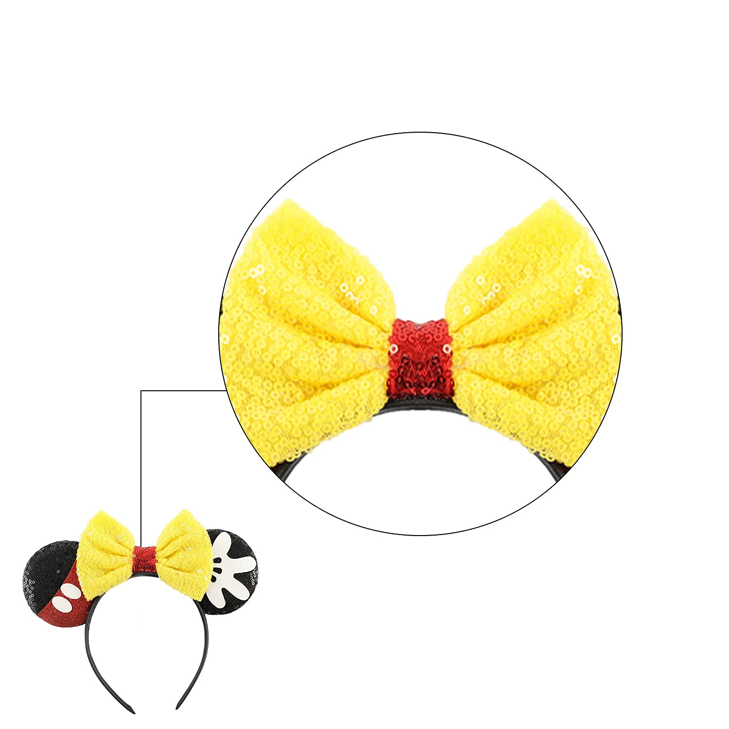 Sawowkuya 2 Pcs Cinderella Mouse Ears Headbands Princess Headbands for Women Girls Kids