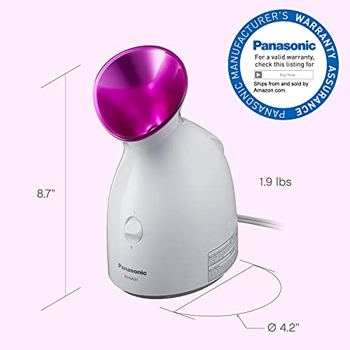 Panasonic Nano Ionic Compact Design with One-Touch Operation Facial Steamer with Ultra-Fine Steam - Spa Like Face Steaming At Home to Moisturize and Deeply Cleanse Skin, White / Pink