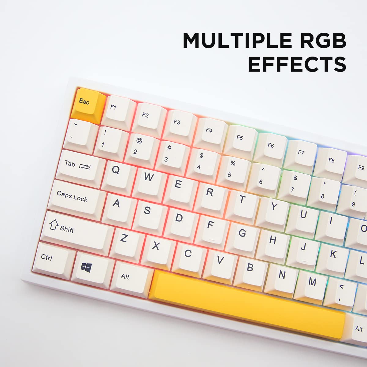 YUNZII YZ84 75% Hot Swappable Mechanical Keyboard, 2.4G/USB-C/Bluetooth Keyboard with RGB Backlit, for Mac/Win/Gamers (Gateron Yellow Switch, Yellow White)