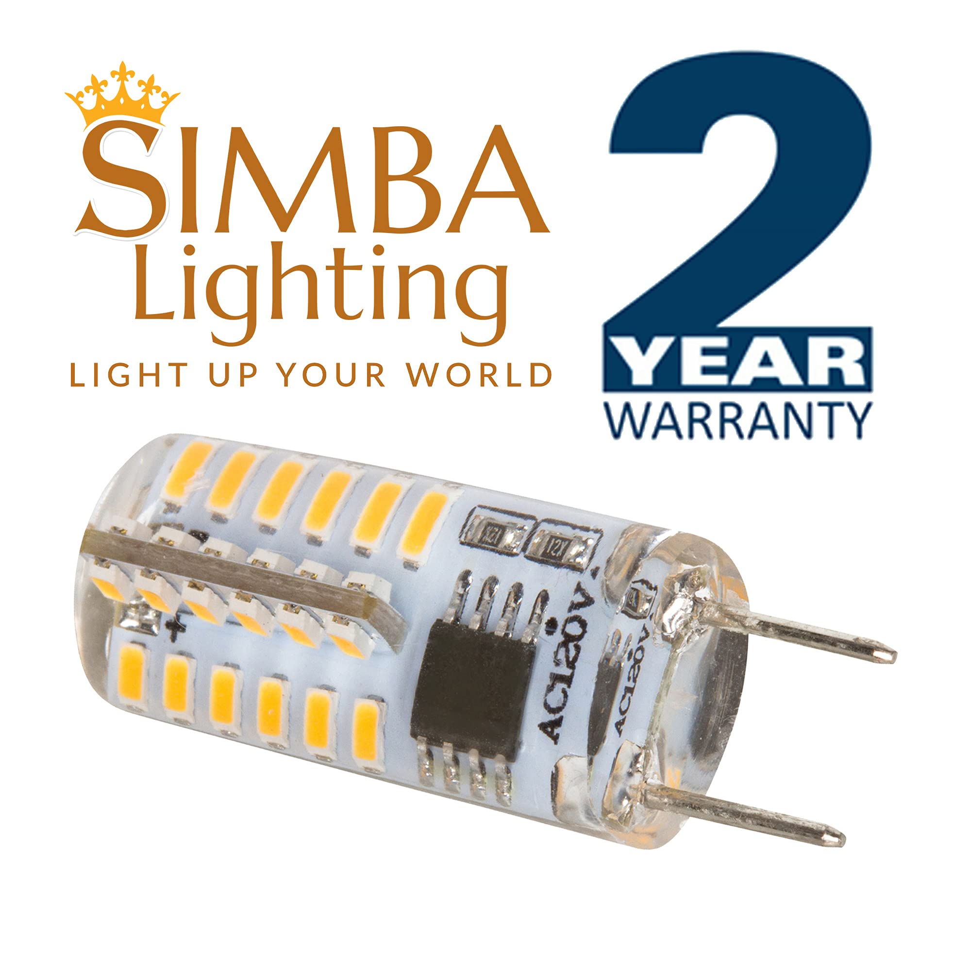 Simba Lighting G8 LED Dimmable Light Bulb (5 Pack) 1.5W T4 37mm 20W Halogen Replacement for Accent Lights, Under Cabinet Puck Light, Desk Lamps, Pendant Lights, 120V JCD Bi-Pin Base, Soft White 3000K
