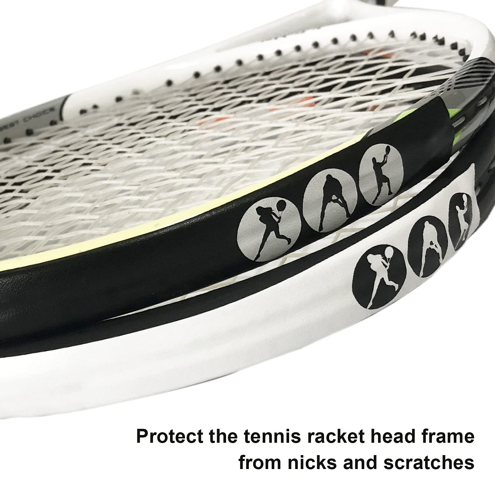 Racket Head Tape, Racket Head Guard Sticker Tennis Racket Accessories Easy to Use 5m/16.4ft for Tennis Player for Outdoor(White)