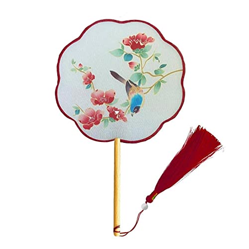 SAXTZDS Ancient Fan Fan Translucent Long Handle Group Fan Han Costume Costume Dance Fan Super Fairy Chinese Style Gift Special-Shaped Fan