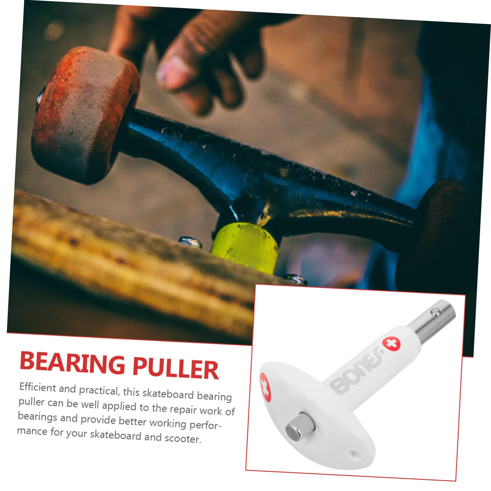 TIDTALEO Skateboard Remover Metal Bearing Pullers Hub Puller Skateboard Bearings Remover Tool Roller Skate Bearing Tools Roller Skating Accessories Wheel Driver White Stainless Steel