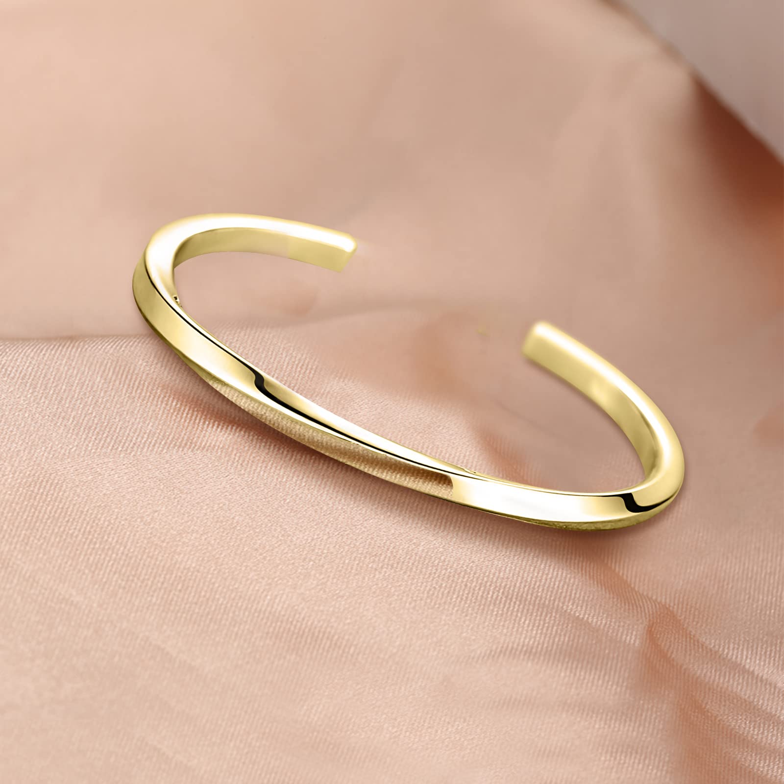 Womens Cuff Bangle Bracelets Twisted Stainless Steel Bracelet Hypoallergenic Ladies Open Cuff Bracelet, Stainless Steel, no gemstone