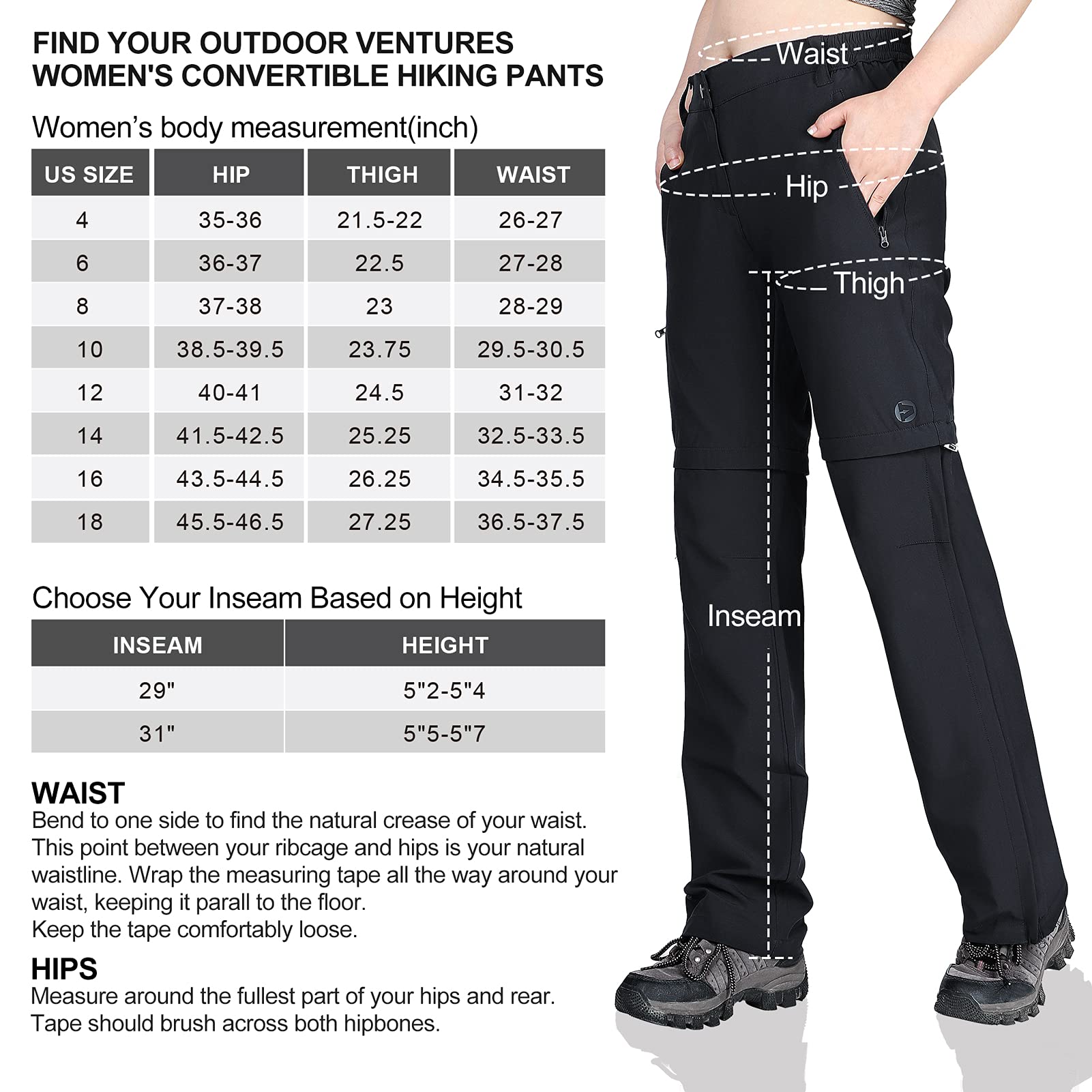 Outdoor Ventures Women's Elenis Lightweight Convertible Stretch Quick Dry Cargo Shorts Pants Black XL