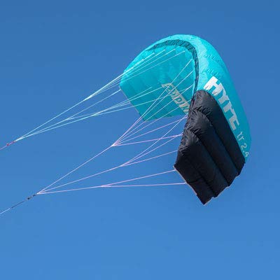 Peter Lynn Hype TR Foil Power 2-Line Control Bar Kiteboarding Trainer Kite w Leash Bundled with WindBone Kiteboarding Lifestyle Decals & Key Fob (2.4M Aqua/Black)
