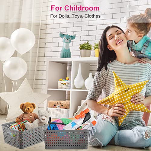 RAXMETRY Plastic Storage Baskets With Lid Lidded Storage Bins Pantry Organization and Storage Containers Small Baskets for Desktop Drawers Closet Classroom Bedroom Office