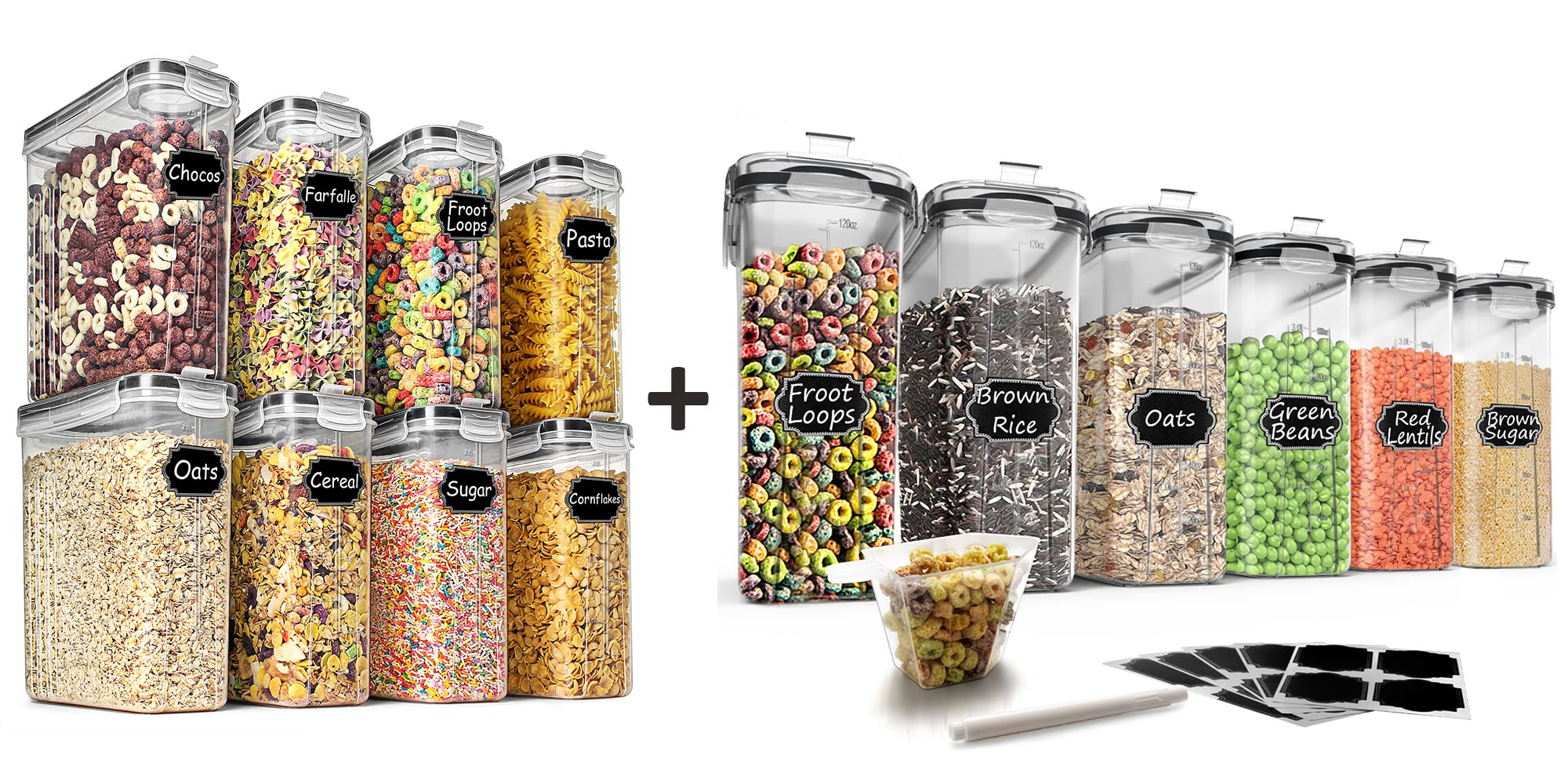 Wildone 8pcs Airtight Storage Containers and 6pcs Cereal Storage Containers