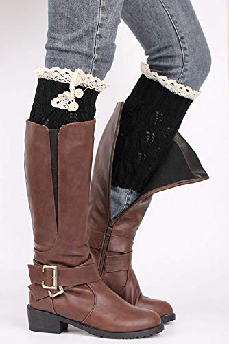 OUR SUPER DEALS 6 Pack Women Crochet Knitted Button Lace Trim Boot Cuffs Leg Warmer Socks