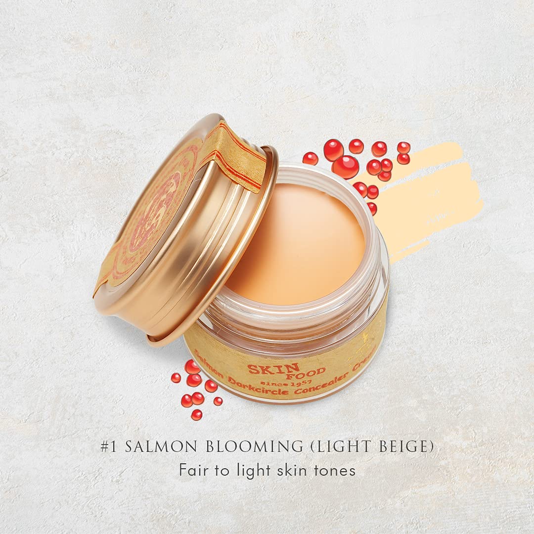SKINFOOD Salmon Dark Circle Concealer Cream #1 - Concealer for Dark Circles - Under Eye Concealer for Dark Spots and Wrinkles - Full Coverage Under Eye Concealer - 0.35 Oz/10 g (Salmon Blooming)
