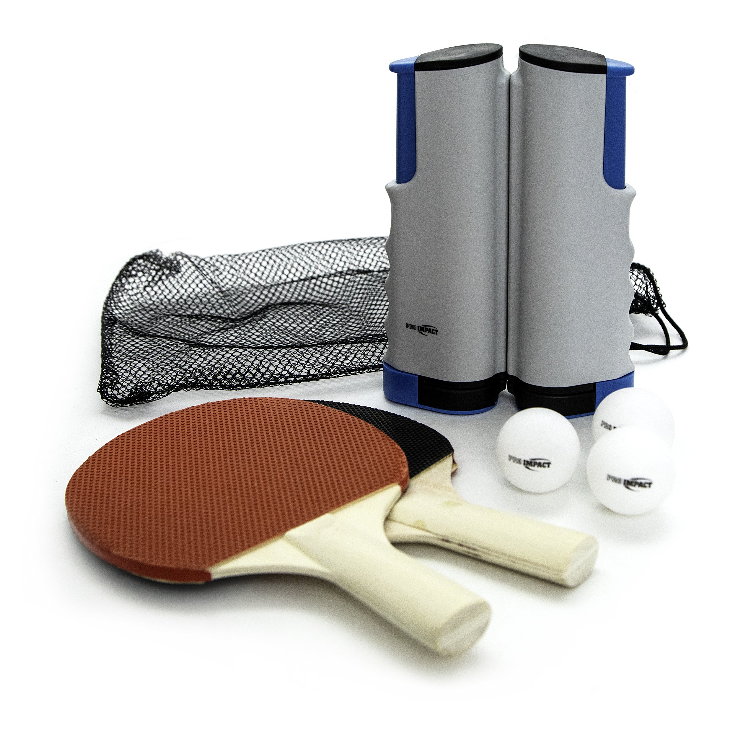 Pro Impact Table Tennis Ping Pong Set - Portable 2 Player Set Includes Travel Bag & Net - Recreation Games for Indoor or Outdoor Use