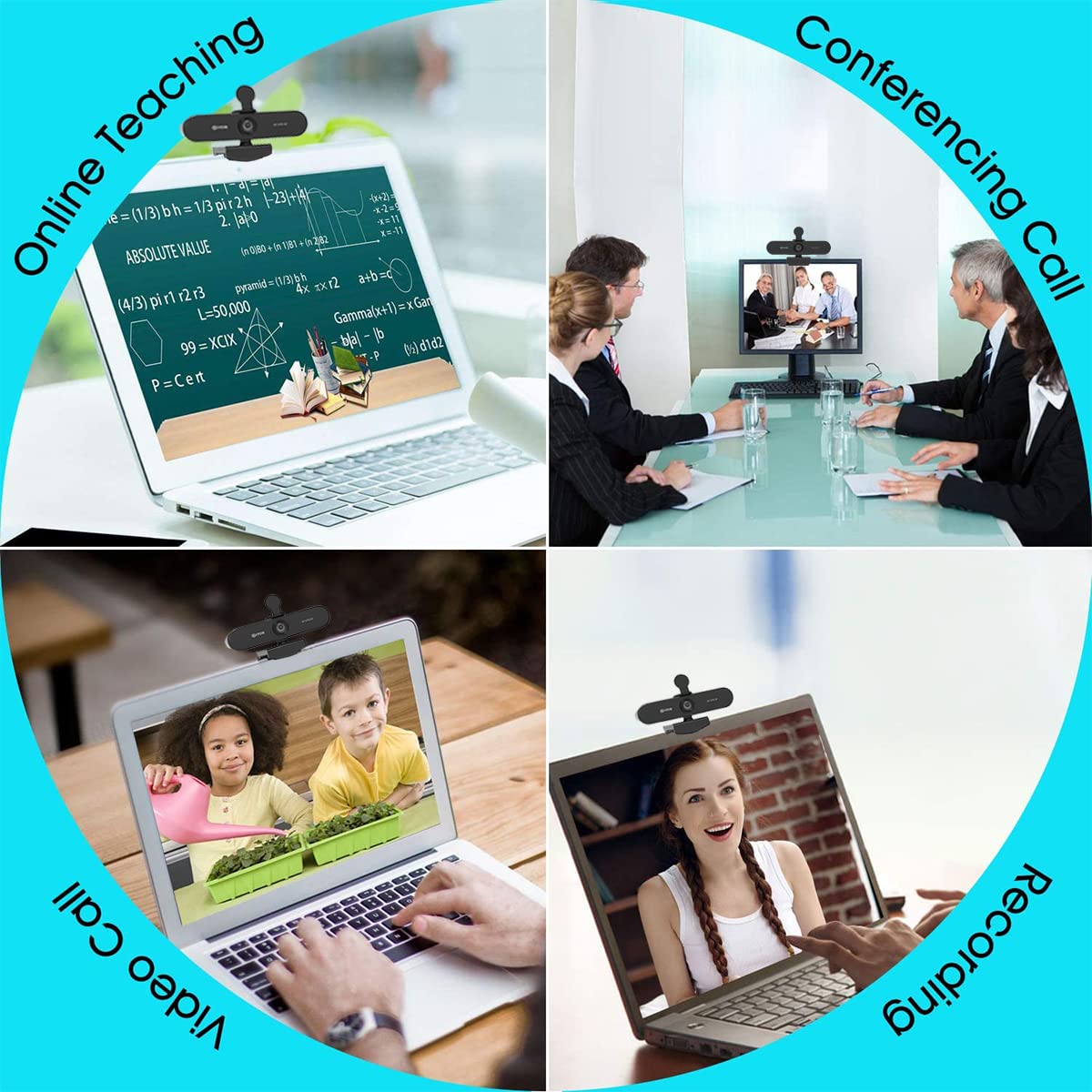 Oivom 4K Webcam with Autofocus,Video Conference Camera,Noise-Canceling Microphones,Works for Skype Teams, Laptop MAC PC Desktop (4K UHD)
