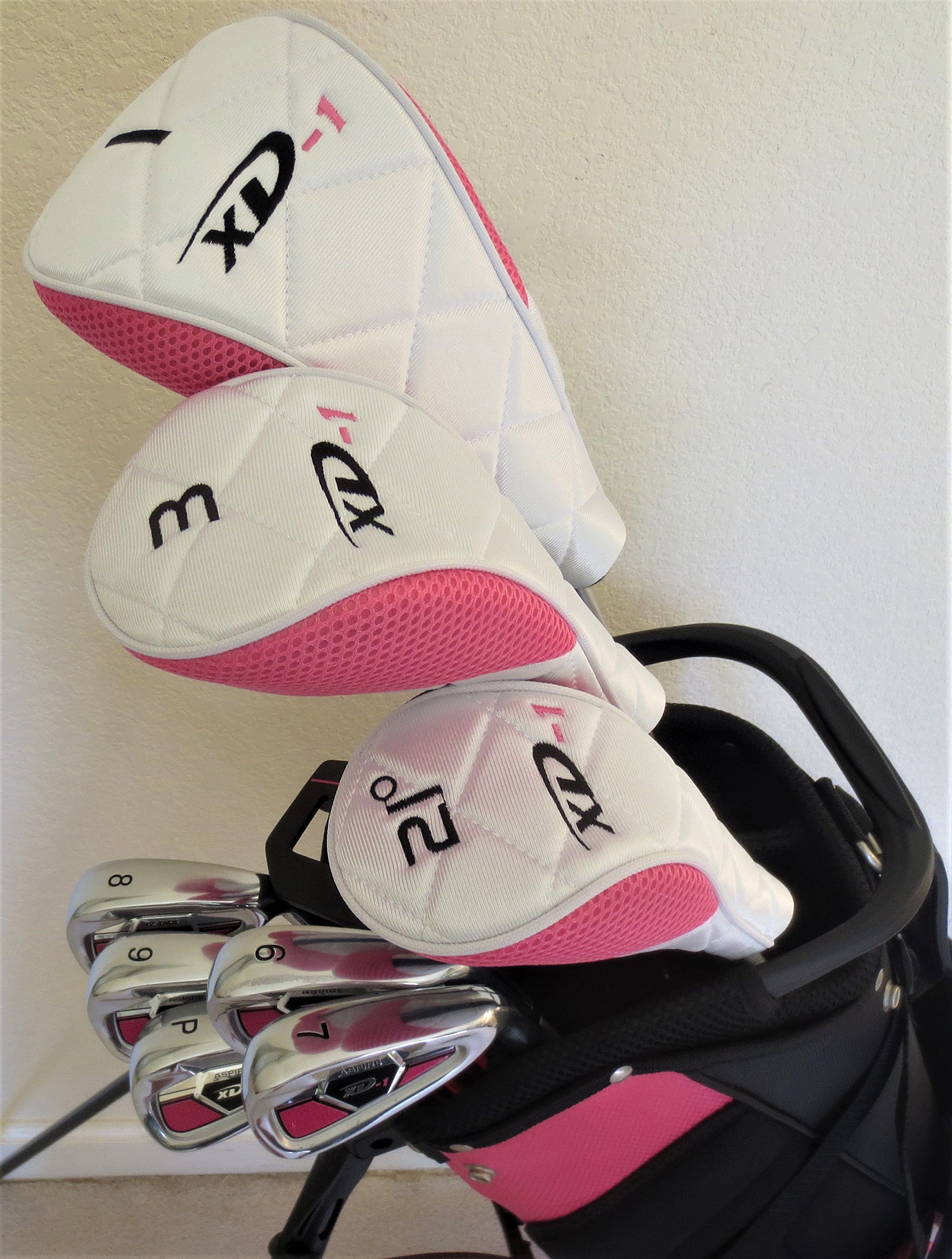 Petite Womens Complete Golf Set - Fits Ladies 5ft to 5ft 6in Tall Clubs Driver, Wood, Hybrid, Irons, Putter Deluxe Bag Pink
