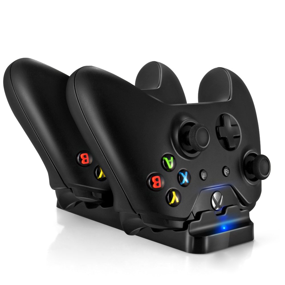 OBVIS for Xbox One (Not for Xbox Series X) Dual Charging Dock Charger Station with 2 Rechargeable Batteries and USB Cable Wireless Controller