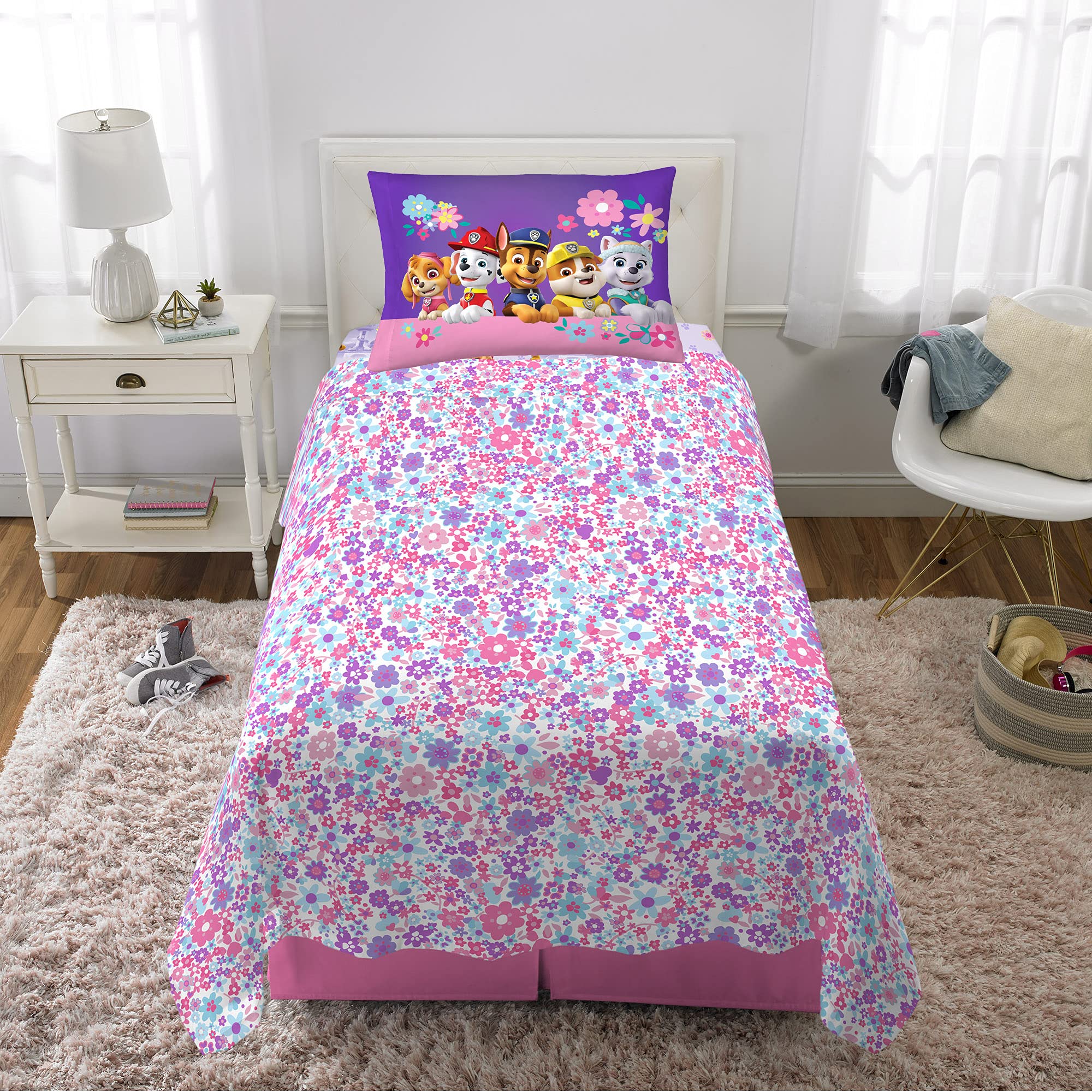 Paw Patrol Girls Kids Bedding Super Soft Microfiber Sheet Set, Twin, (Official) Nickelodeon Product By Franco