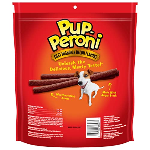 Pup-Peroni Dog Treats, Filet Mignon & Bacon Flavors, 22.5 Ounce, Made with Real Steak