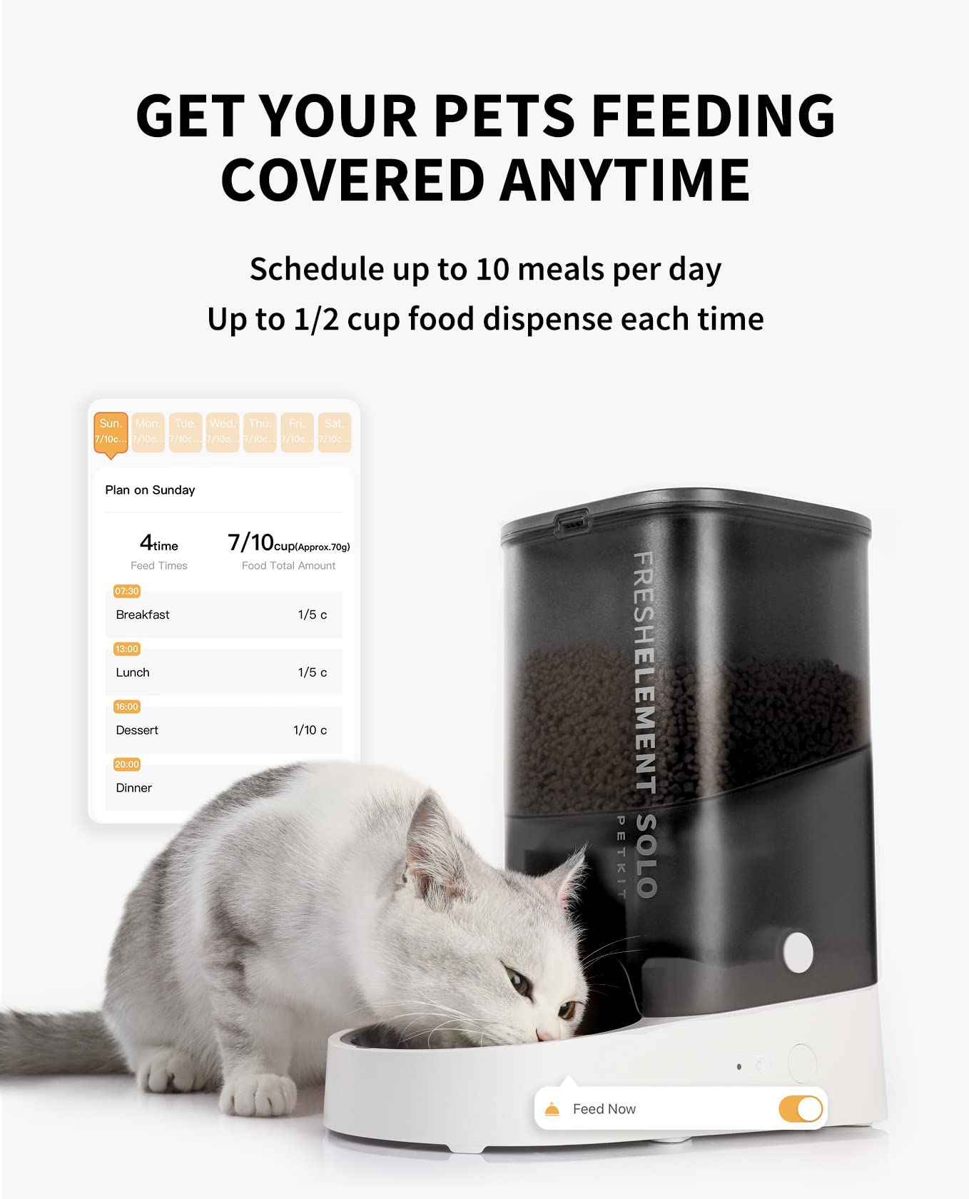 PETKIT Automatic WiFi Cat Feeder, BPA-Free, 304 Stainless Steel, Up to 15 Days Feeding, Remote App Control, Fresh Lock Technology