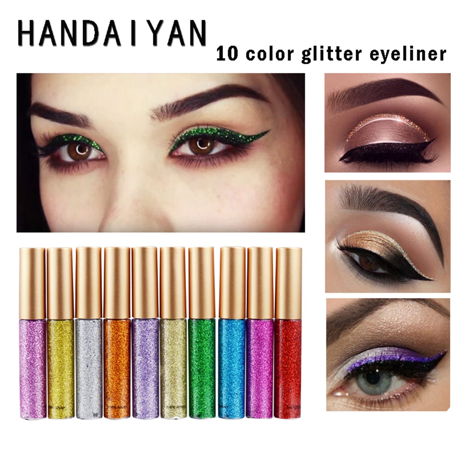 Quxunzzz Liquid Glitter Eyeshadow,Liquid Glitter Eyeliner Metallic Glitter Shimmer Eye Looks Waterproof Long Lasting Quick-Drying Sparkling Eye Shadow (03)