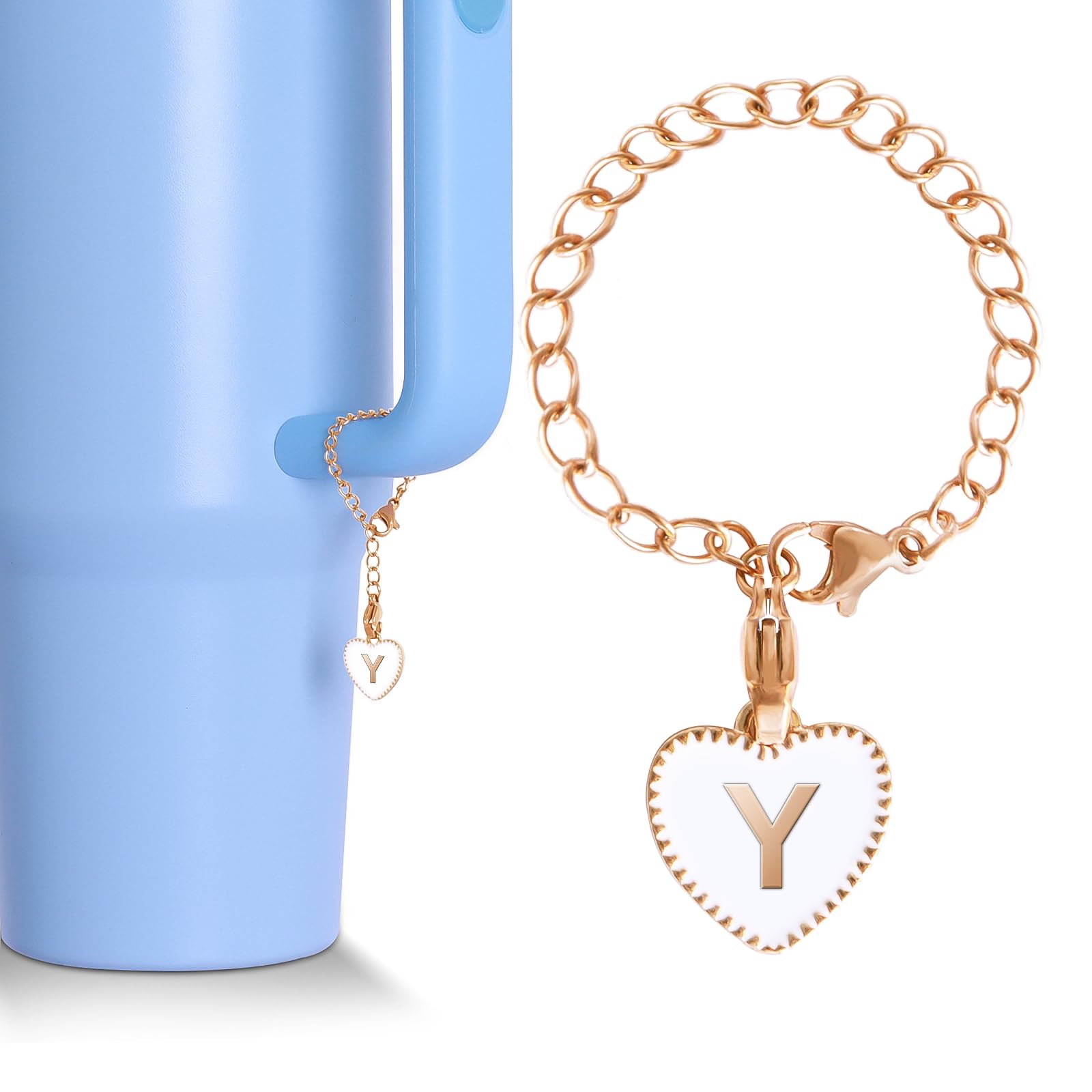 OriJoy Letter Accessories for Stanley Cup, Name ID Letter Handle For Stanley/Simple Modern Tumbler, Heart Shape Initial Identification ďźYďź