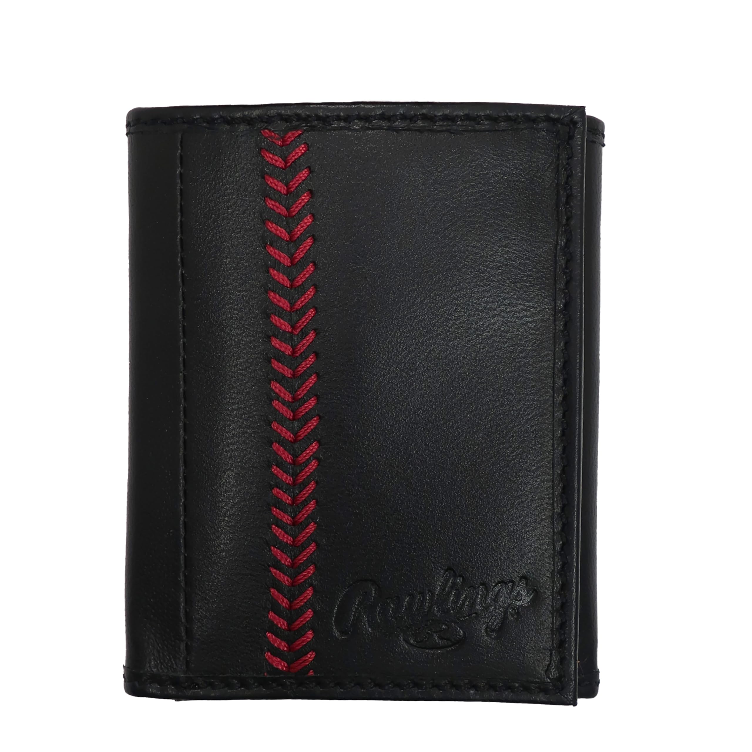 Rawlings Baseball Stitch Leather Trifold Wallet Chocolate