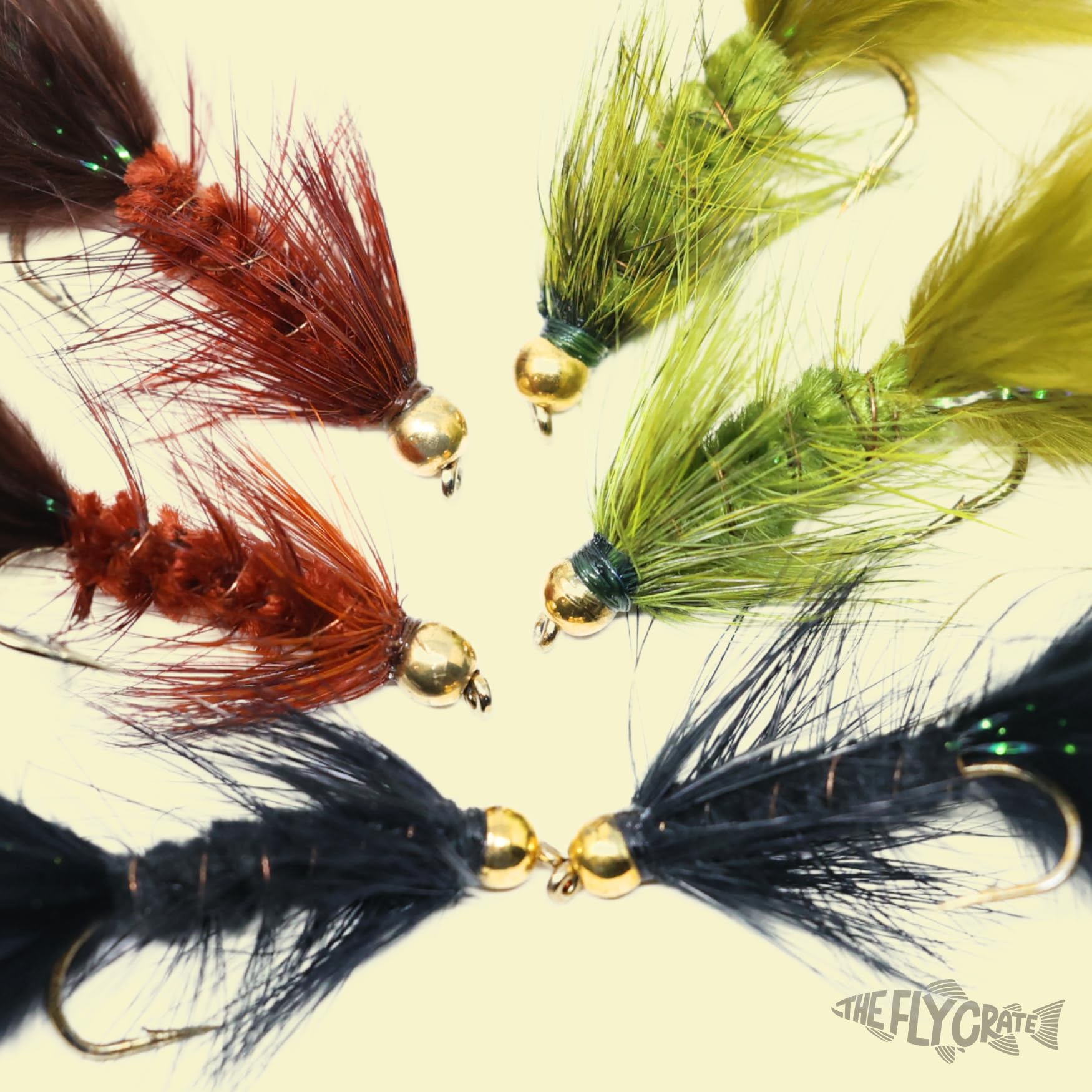 The Fly Crate Woolly Bugger Flies for Trout Fly Fishing Assortment - Size #6 Streamer Fly Fishing Flies (15 Pack - Size #6)
