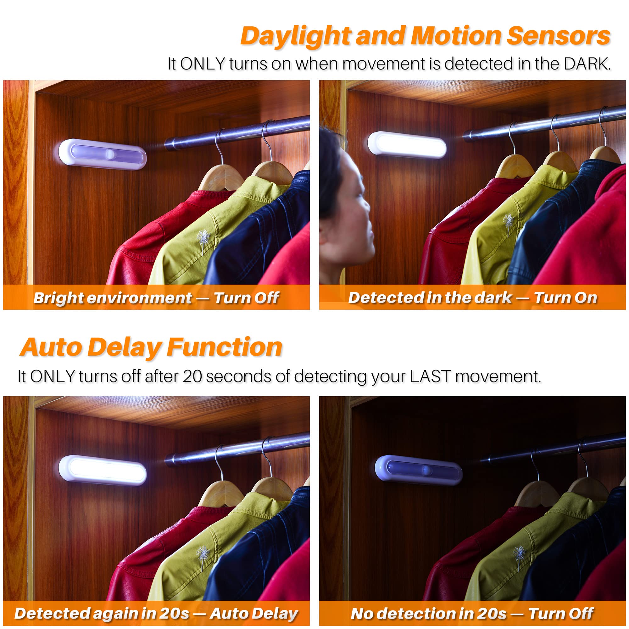 STAR-SPANGLED 12” Touch Sensor Light Indoor Battery Operated, Stick on LED Light for Closet, Stairs, Under Cabinet