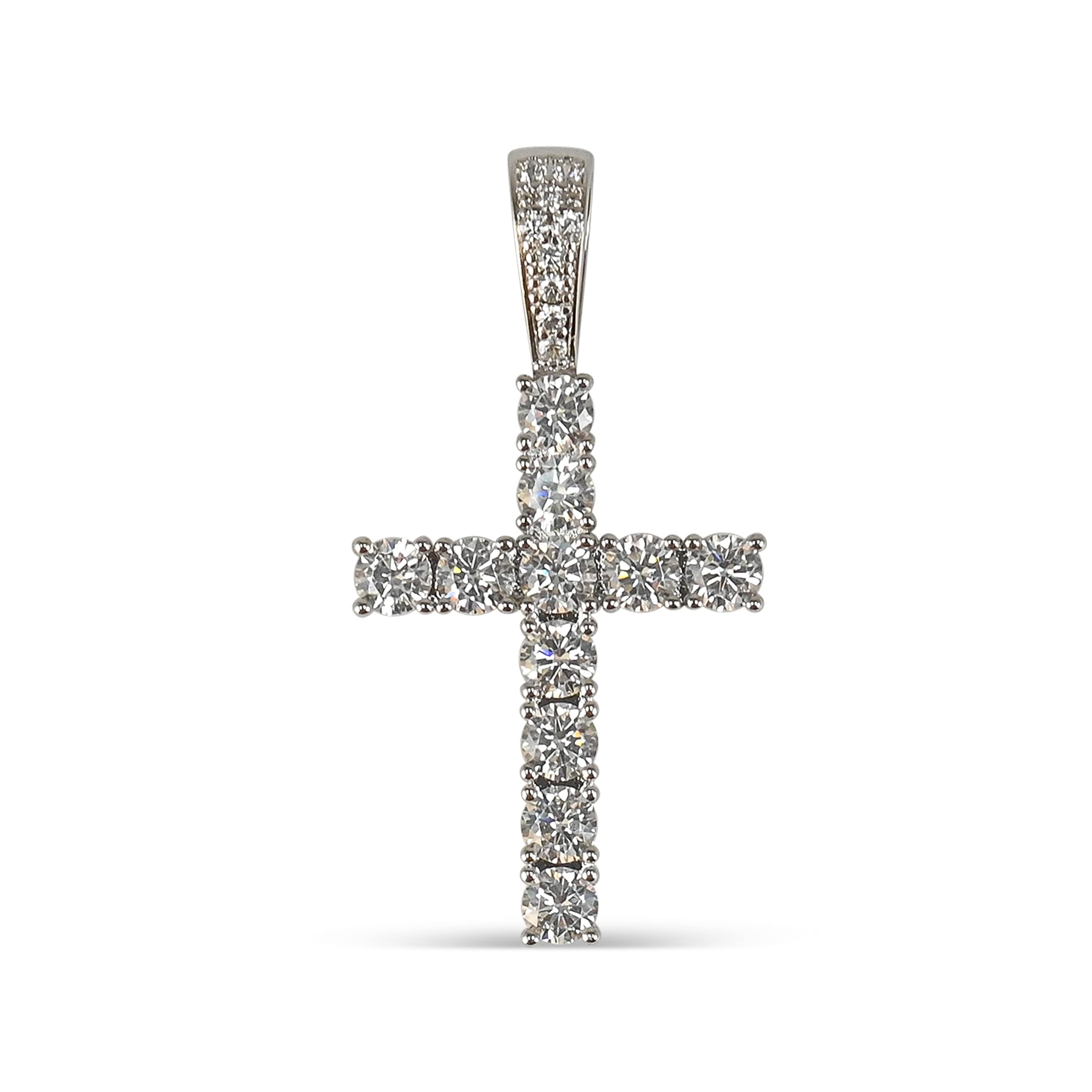 The GLD Shop Diamond Budded Cross Pendant - White Gold