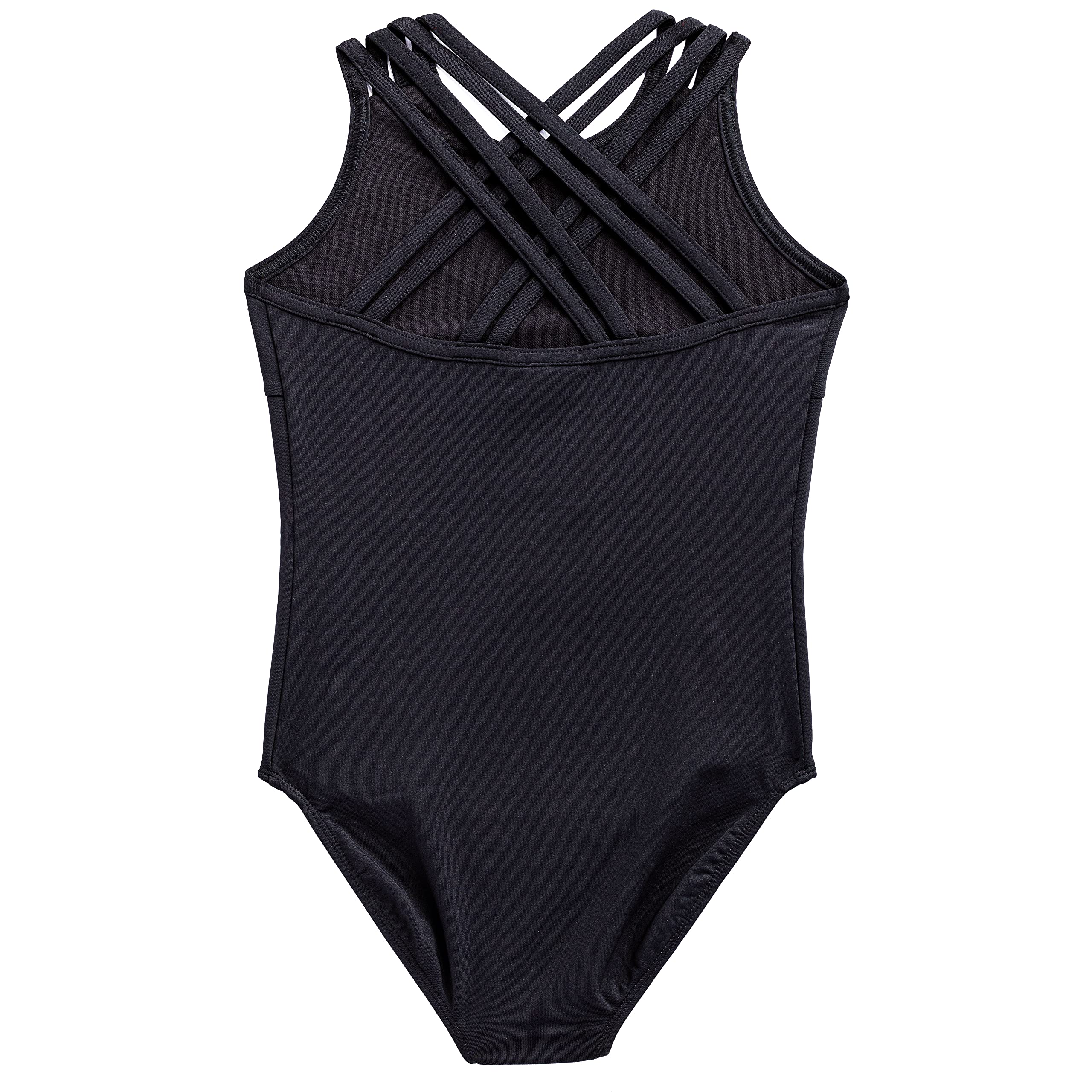 Rainbeau Moves Sustainable Girls Strappy Cami Leotard, Black