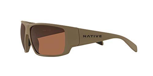 Native Eyewear Sightcaster Polarized Rectangular Sunglasses, Desert Tan/Bronze, 64 mm