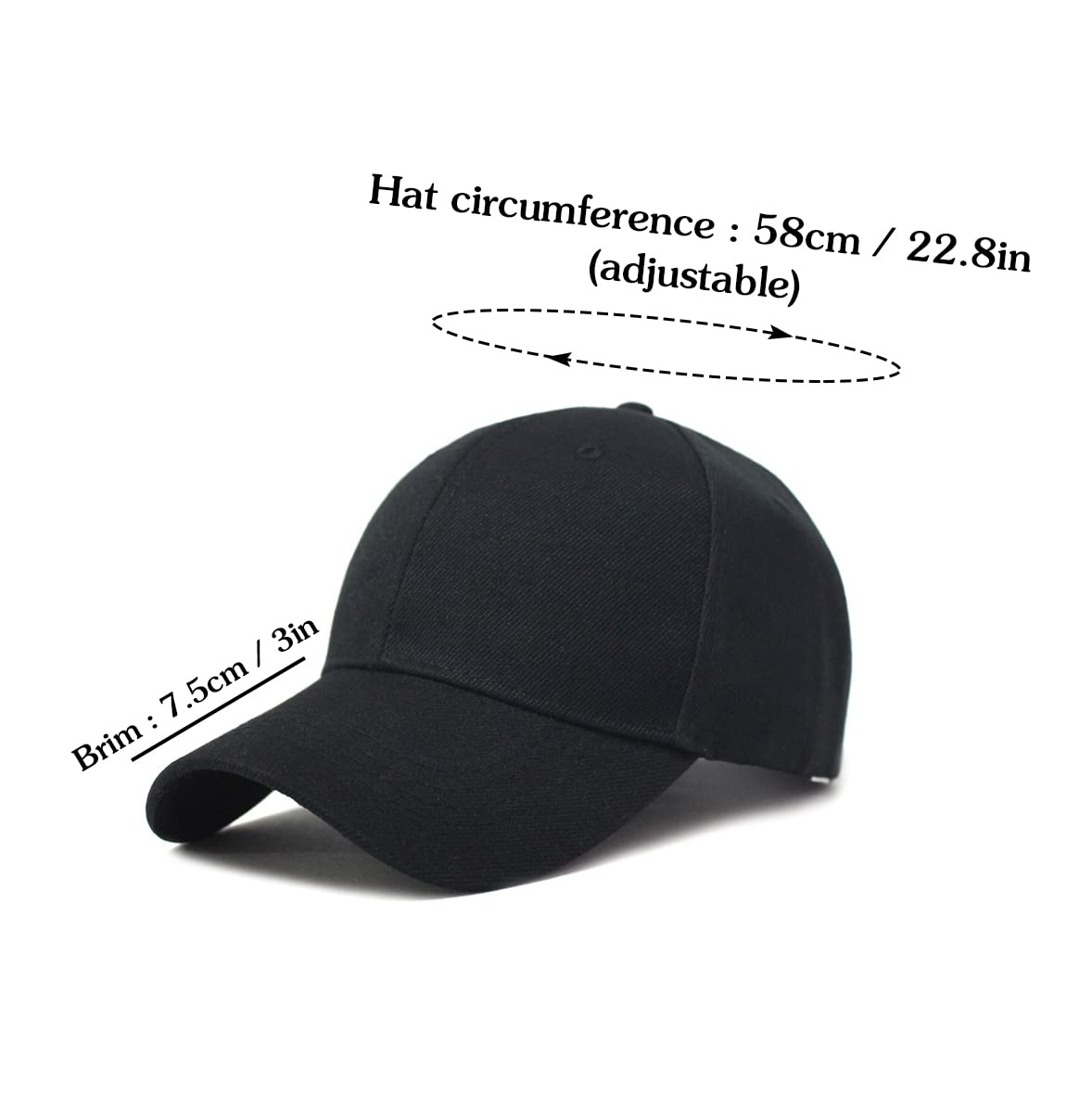 XYIYI 2Pcs Black White Men Classic Baseball Cap Women Adjustable Golf Dad Hats