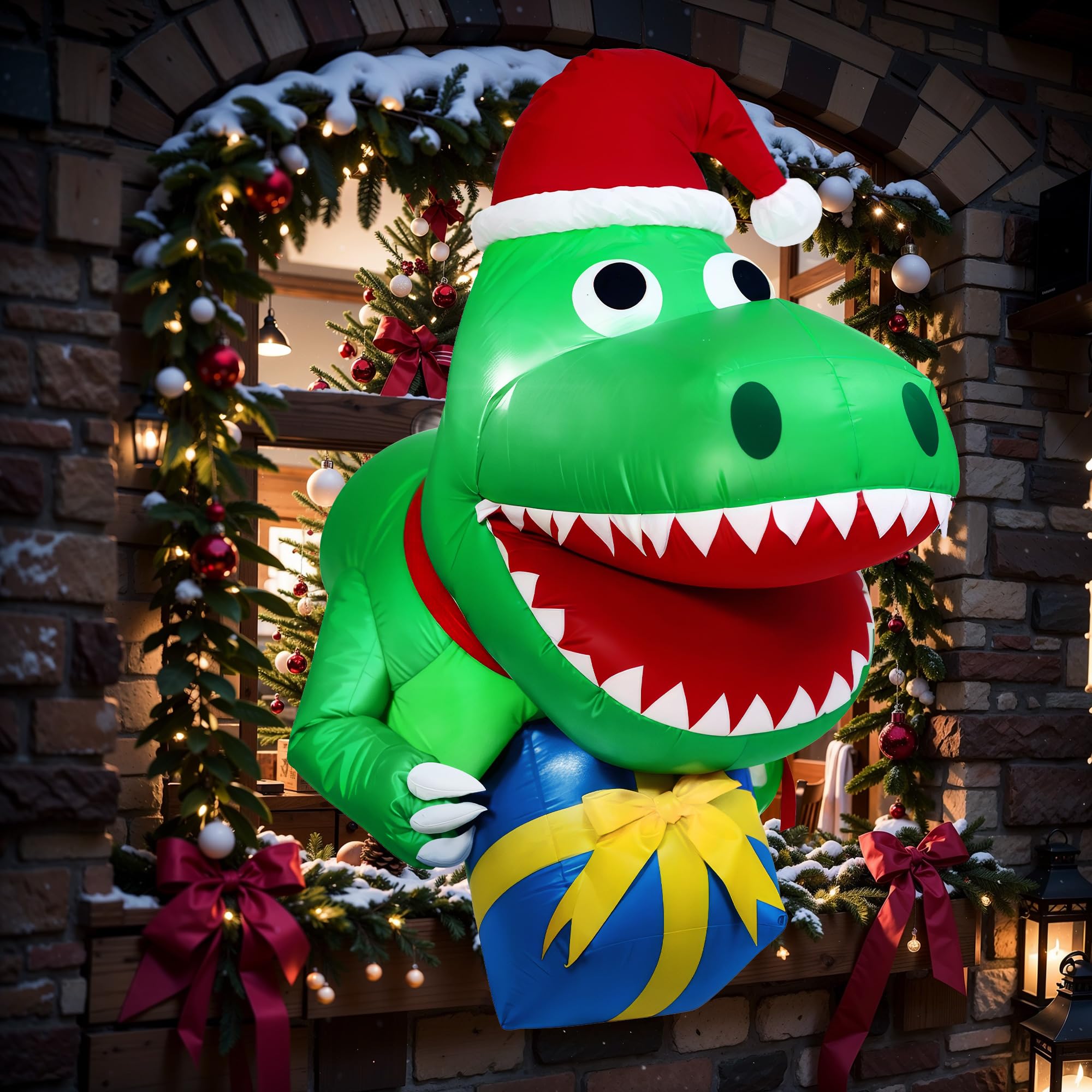 Presence Christmas Dinosaur with Build-in LED Lights for Window, Garden