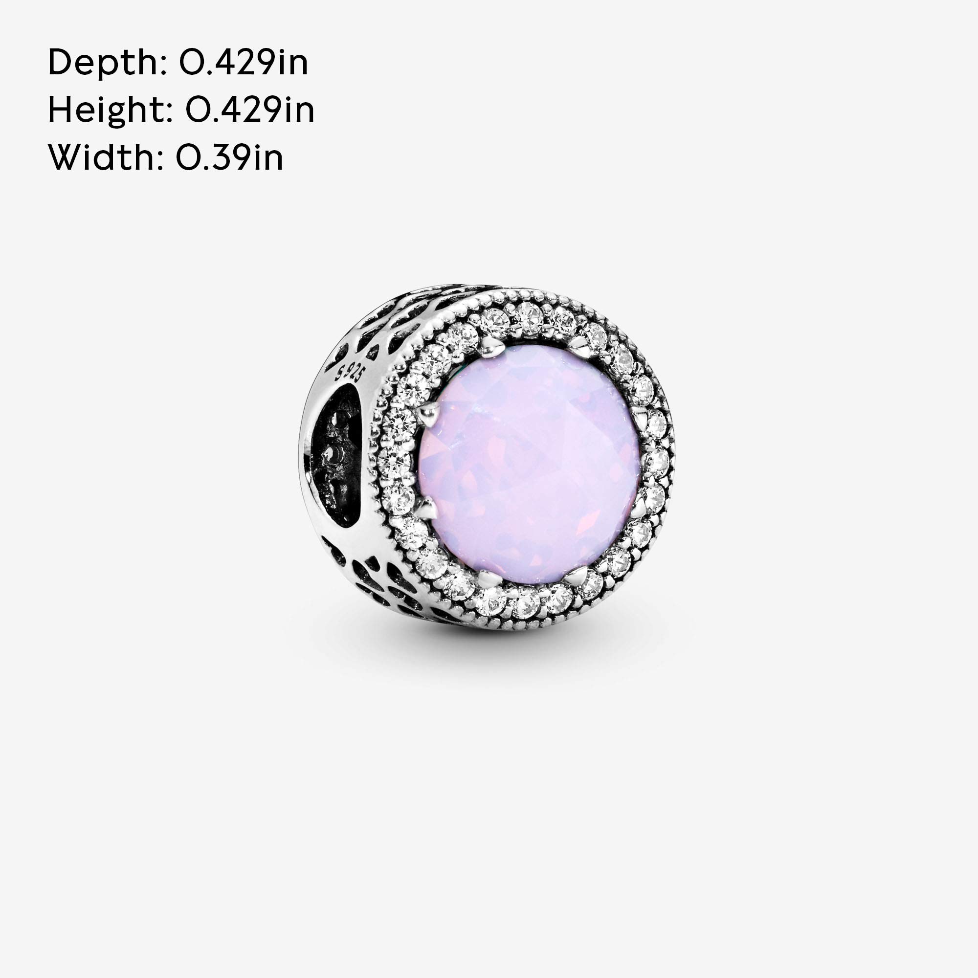 Pandora Jewelry Sparkling Opalescent Pink Crystal and Cubic Zirconia Charm in Sterling Silver