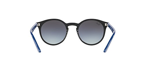 Ray-Ban Junior Kids' RJ9064S Round Sunglasses, Black Blue/Light Grey Gradient Dark Grey, 44 mm