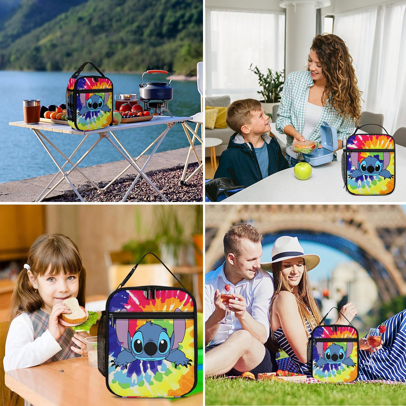 Yiwbor Cartoon Lunch Box Reusable Lunch Bag Anime Insulated Tote Bag for Travel Picnic Office Gift