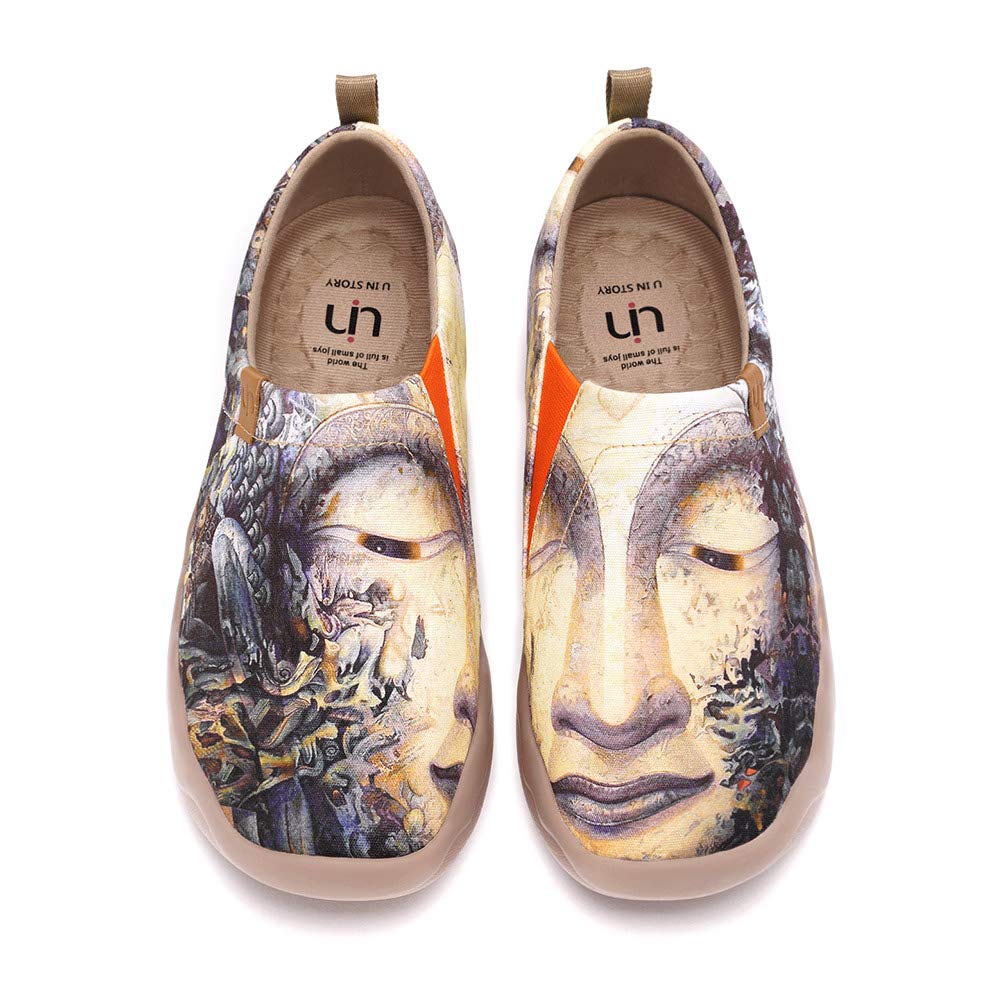 UIN Women's Lightweight Sneakers Slip Ons Walking Casual Fashion Art Painted Thai Travel Holiday Shoes Green Nirvana (39)