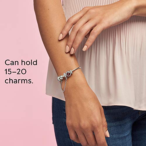 Pandora Moments Sterling Silver Ball Clasp Bangle for Women - Compatible Moments Charms - Bangle Charm Bracelet - Gift for Her - 6.7"