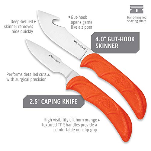 OUTDOOR EDGE Outfitter, 9-Piece Field to Freezer Hunting & Game Processing Knife Set with Caping Knife, Gut-Hook Skinner, Boning/Fillet Knife, Sharpener, Axe, Wood/Bone Saw, Spreader, Gloves