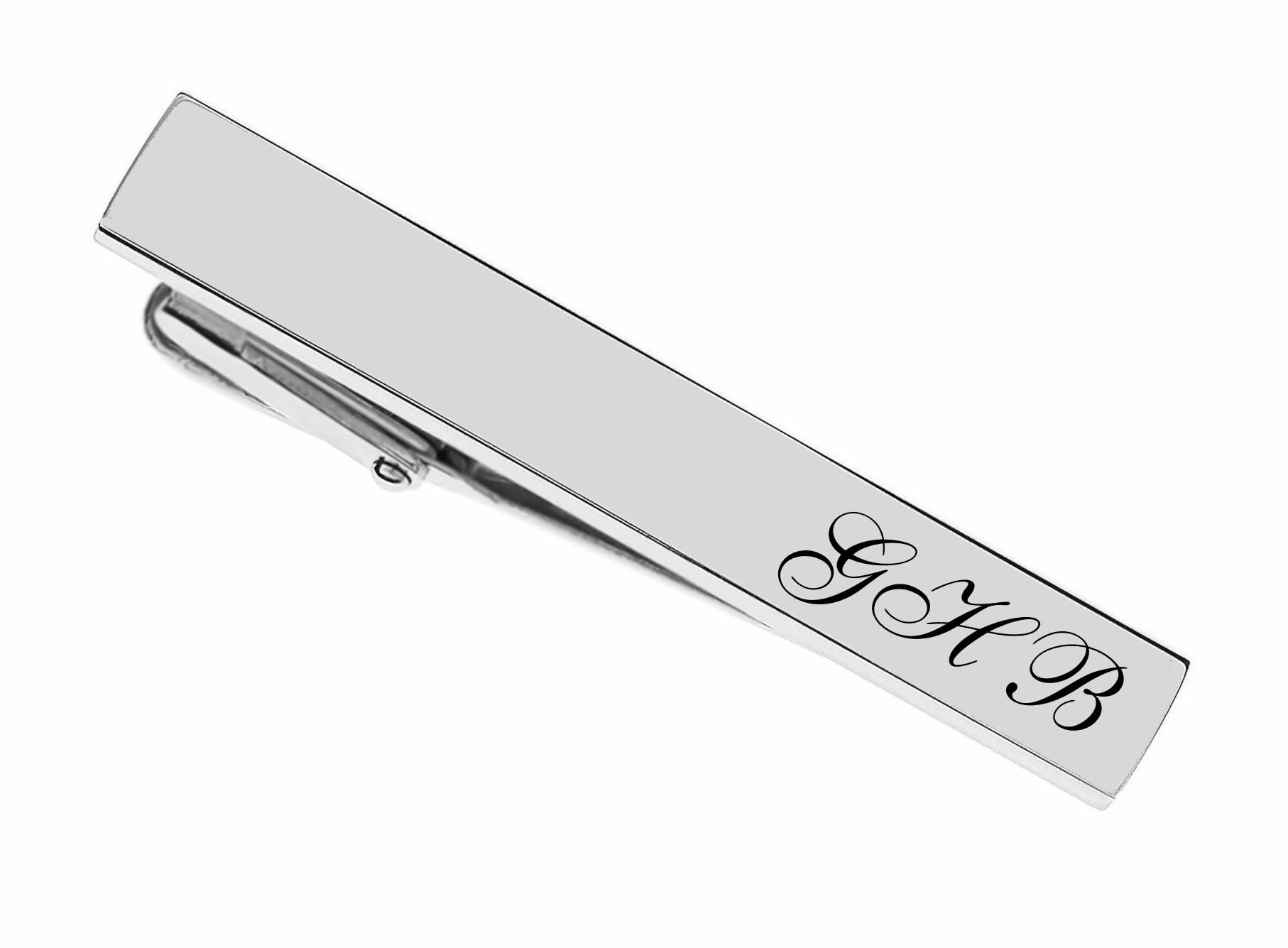 Personalized Hand Polished Silver Stainless Steel Tie Clip Custom Engraved Free - Ships from USA