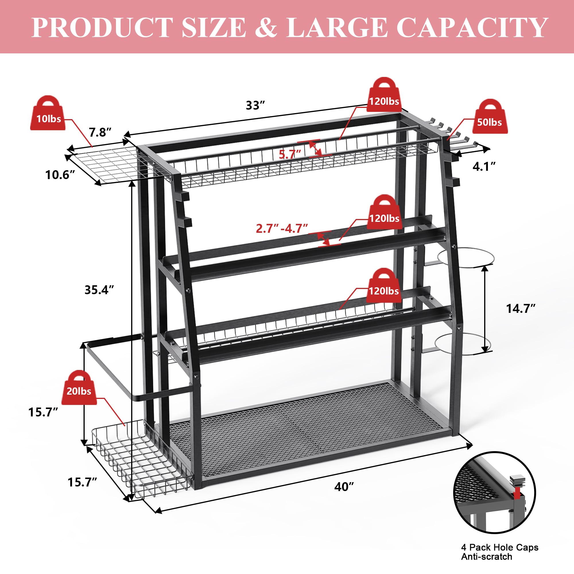 TIL Weight Rack for Dumbbells, Dumbbell Rack Weight Stand, Home Gym Storage for Dumbbells Kettlebells Yoga Mat and Balls, All in One Workout Storage, Workout Equipment Storage Rack with Hooks