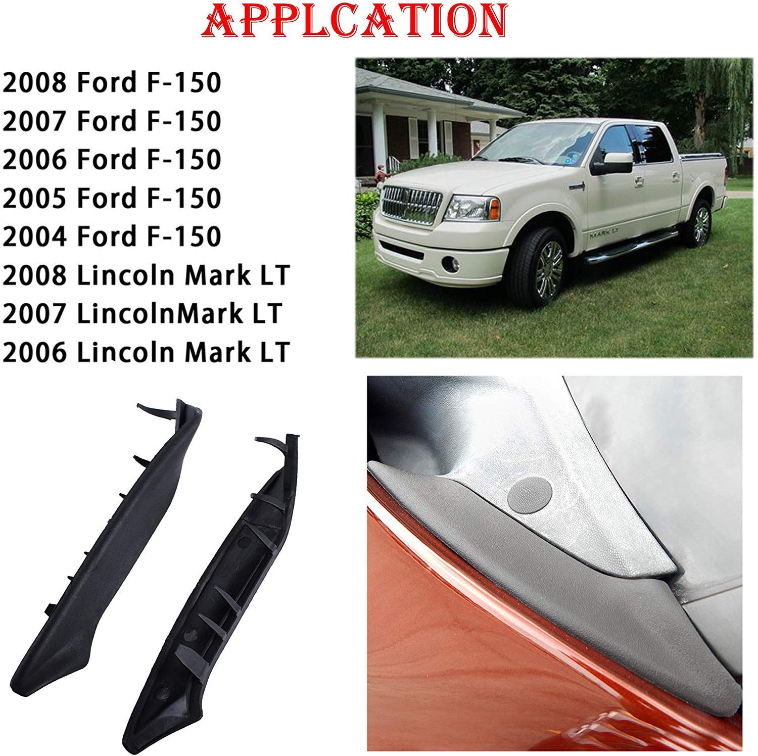 Perfit Liner Wiper Cowling Rubber End Pieces Includes Retaining Pins Compatible With FORD 2004-2008 F-150, 2006-2008 Mark LT Fit 4L3Z15022A69AA 4L3Z15022A68BA