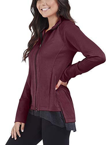 Seek No Further by Fruit of the Loom Women's Long Sleeve Full Zip Raglan Track Jacket, Athletic Maroon, XX-Large