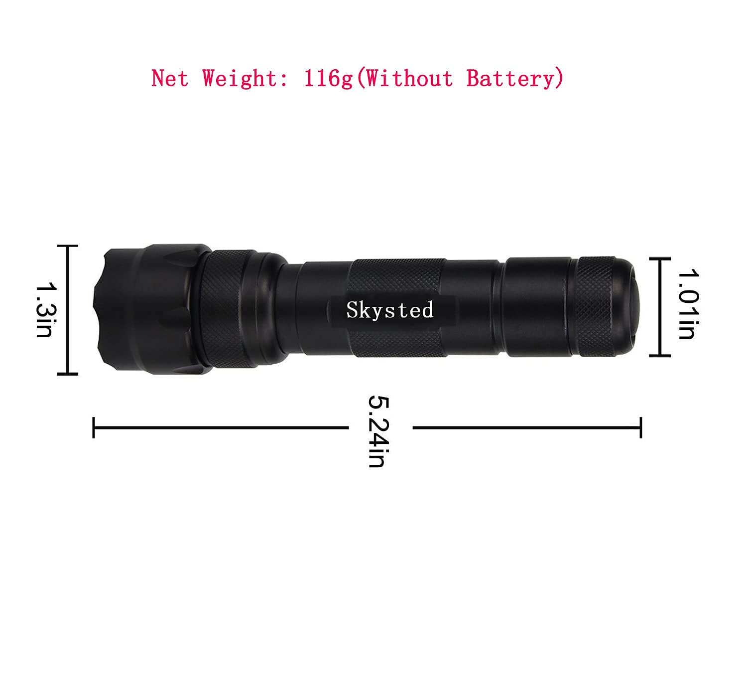 Skysted WF-502B Single Mode 1200 Lumen Mini Portable Tactical Clip Handheld Flashlight Torch Lamp,for Outdoor Sports and Indoor Activities (Camping, Hiking, Hunting, etc.) (Black)