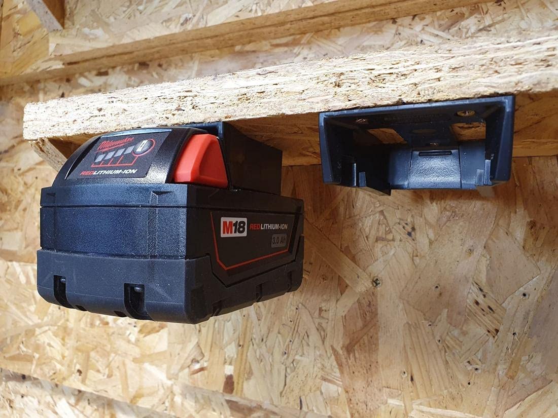 StealthMounts M18 Milwaukee Battery Holder - 6 Pack | Milwaukee M18 Battery Holder | 18V Milwaukee Battery Storage | Milwaukee Battery Mount | Milwaukee Organizer for M18 Batteries | Made in the UK
