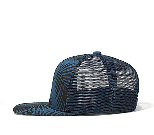 Palm Plants Leaves Print Snapback Mesh Hats,Tropical Ferns Leaf Flat Bill Brim Dad Trucker Hat,Hip Hop Men Women Baseball Caps