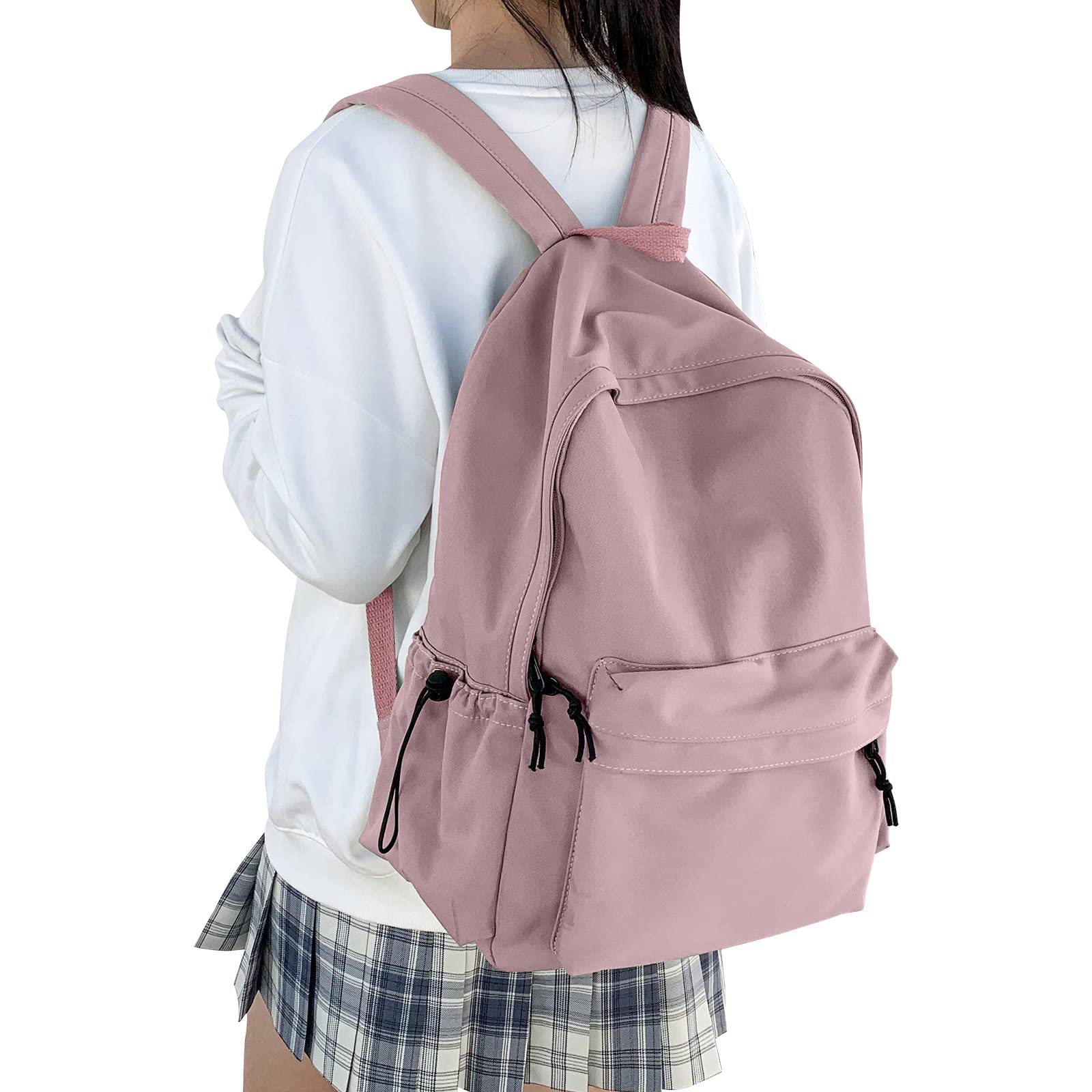 PAUBACK Purple School Backpack for Girls Water Resistant High School Book Bag Simple Backpack for Teens Boys Girls, Lightweight Simple Middle School Back Pack Daypack