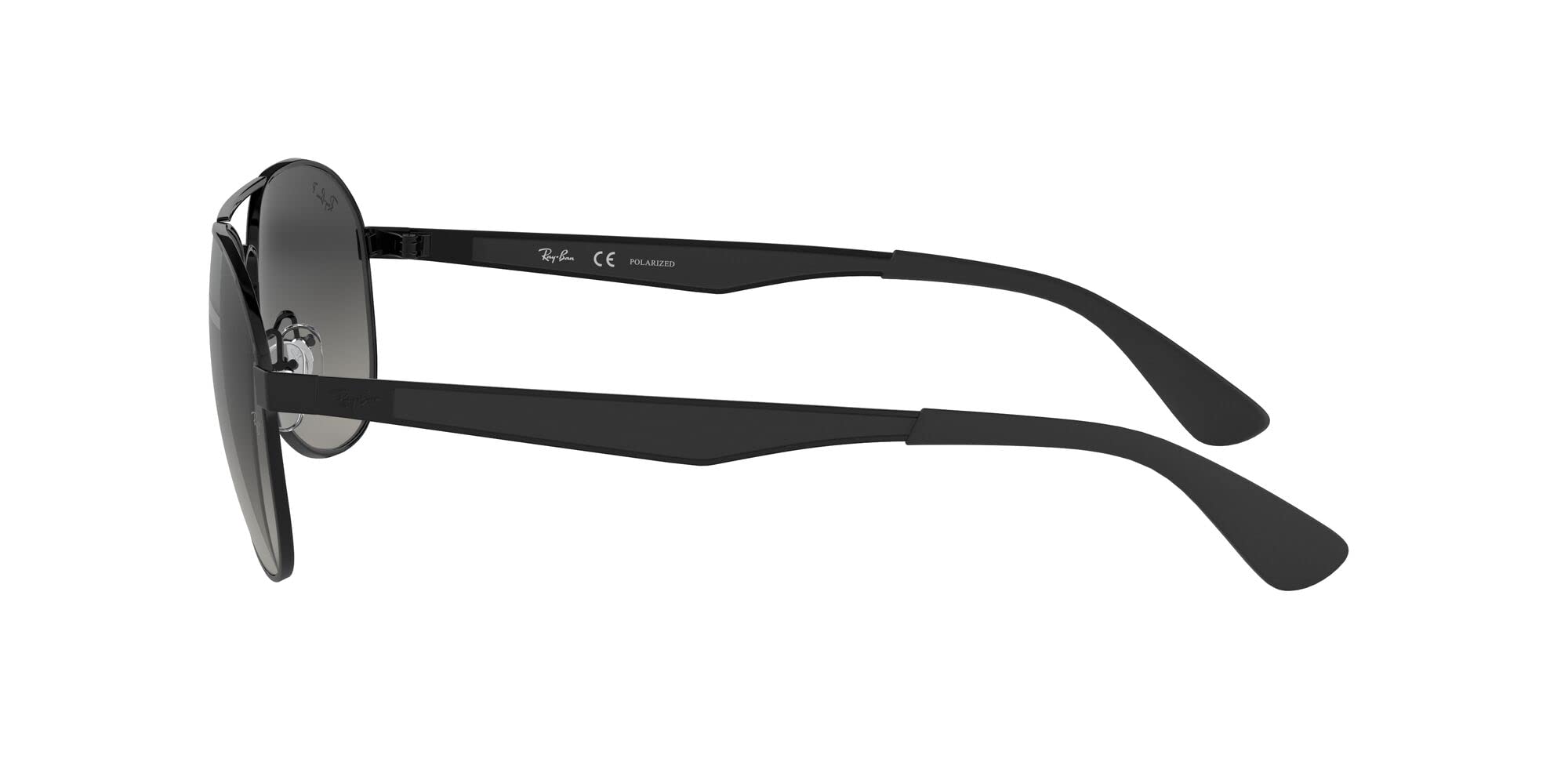 Ray-Ban RB3549 Aviator Sunglasses, Black/Polarized Light Grey Gradient Dark Grey, 61 mm