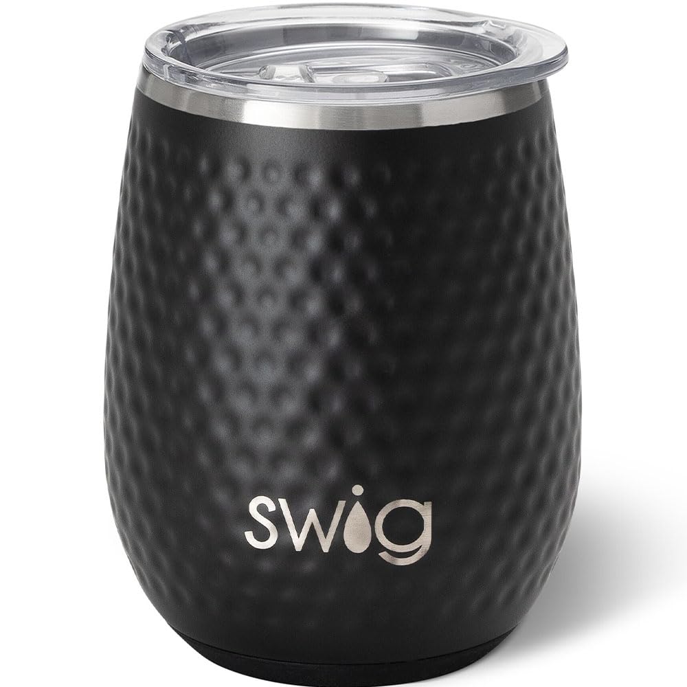 Swig Life 14oz Insulated Wine Tumbler with Lid | Discontinued Prints | Dishwasher Safe, Holds 2 Glasses, Stainless Steel Outdoor Wine Glass (Swirled Peace)