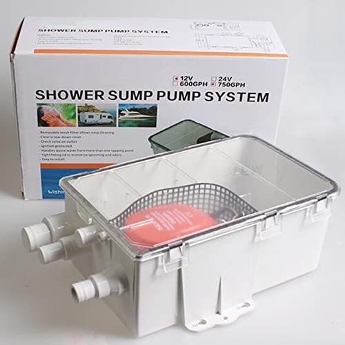 XuuSHA Hand Bilge Pump 12V 24V 600GPH Boat Marine Shower Bilge Pump Kit System Bilge Pump Automatic (Voltage : 24V)