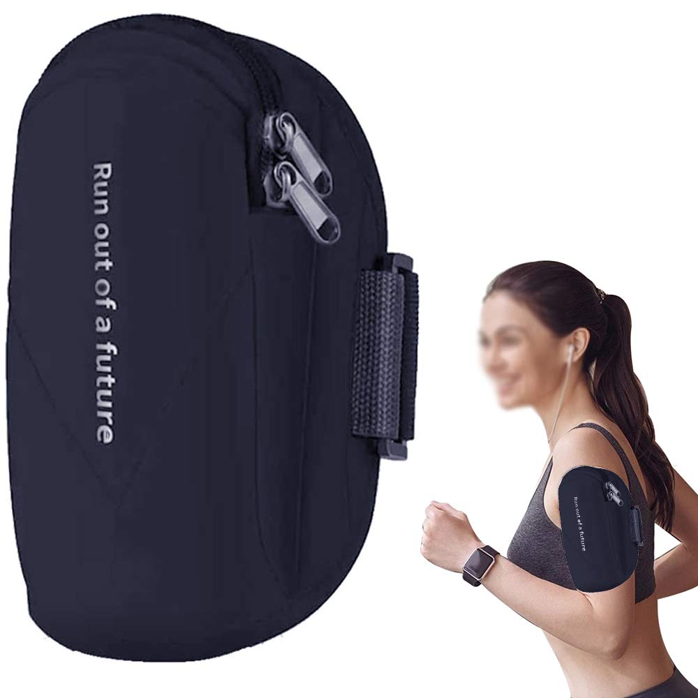 Running Armband Phone Holder for iPhone 11 Pro Max/Xr/Xs Max/X/8/7 Plus Outdoor Sport with Adjustable Elastic Band Waterproof Reflective Material Extra Case for Keys Cash Cards (Black)