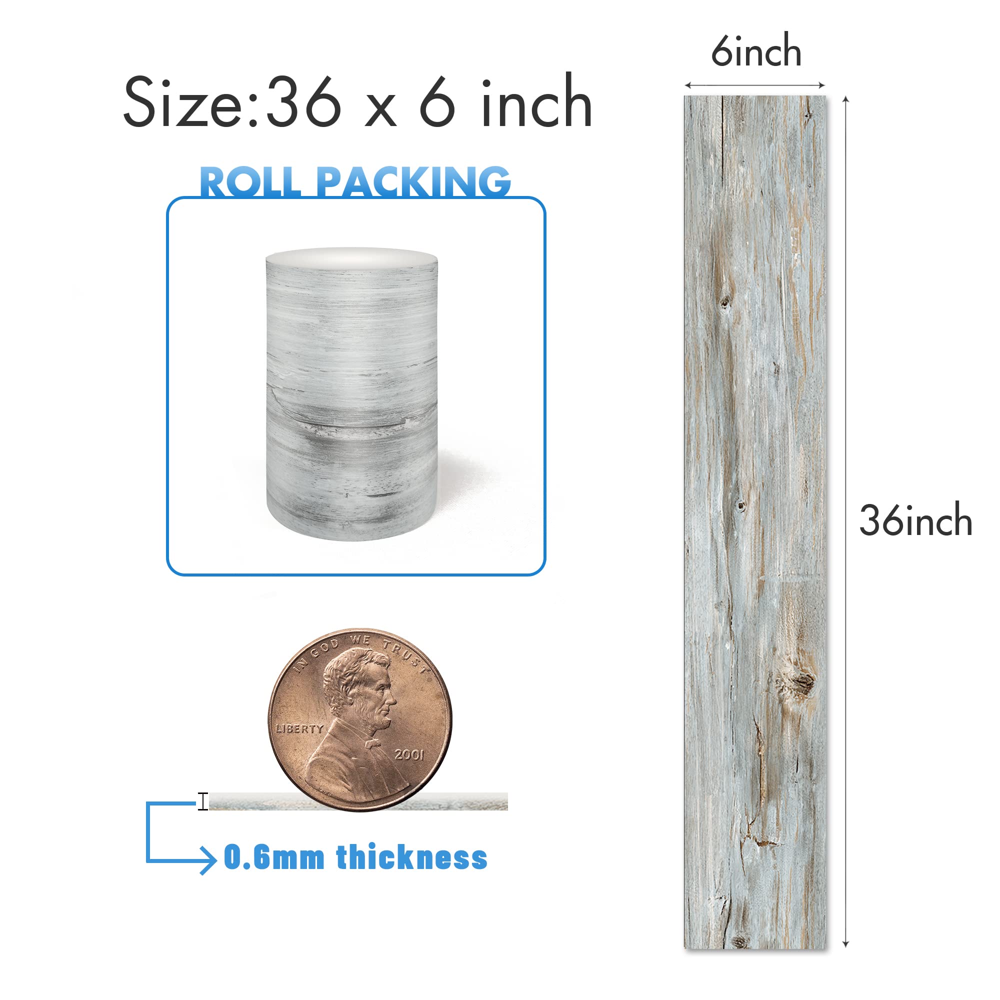 Peel and Stick Floor Tile, 36 Pack 54 Sq.Ft, Waterproof Wood plank Vinyl Tile Stickers, Self-Adhesive DIY Flooring tiles for Bedroom, Living Room, Bathroom (36" x 6",Dustgray)
